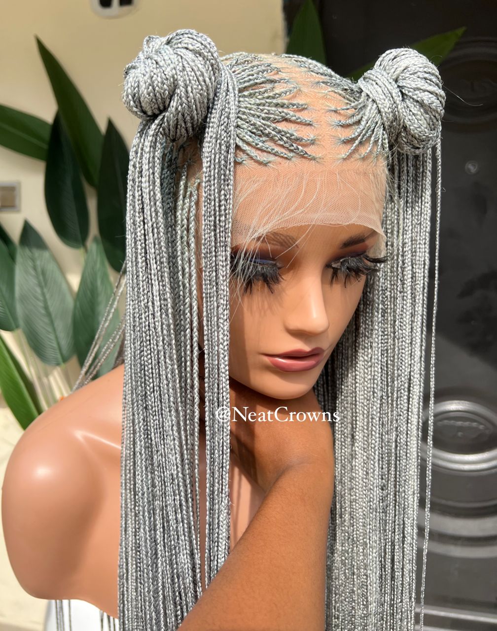 50 inches Silver-grey micro Knotless braids – NeatCrowns